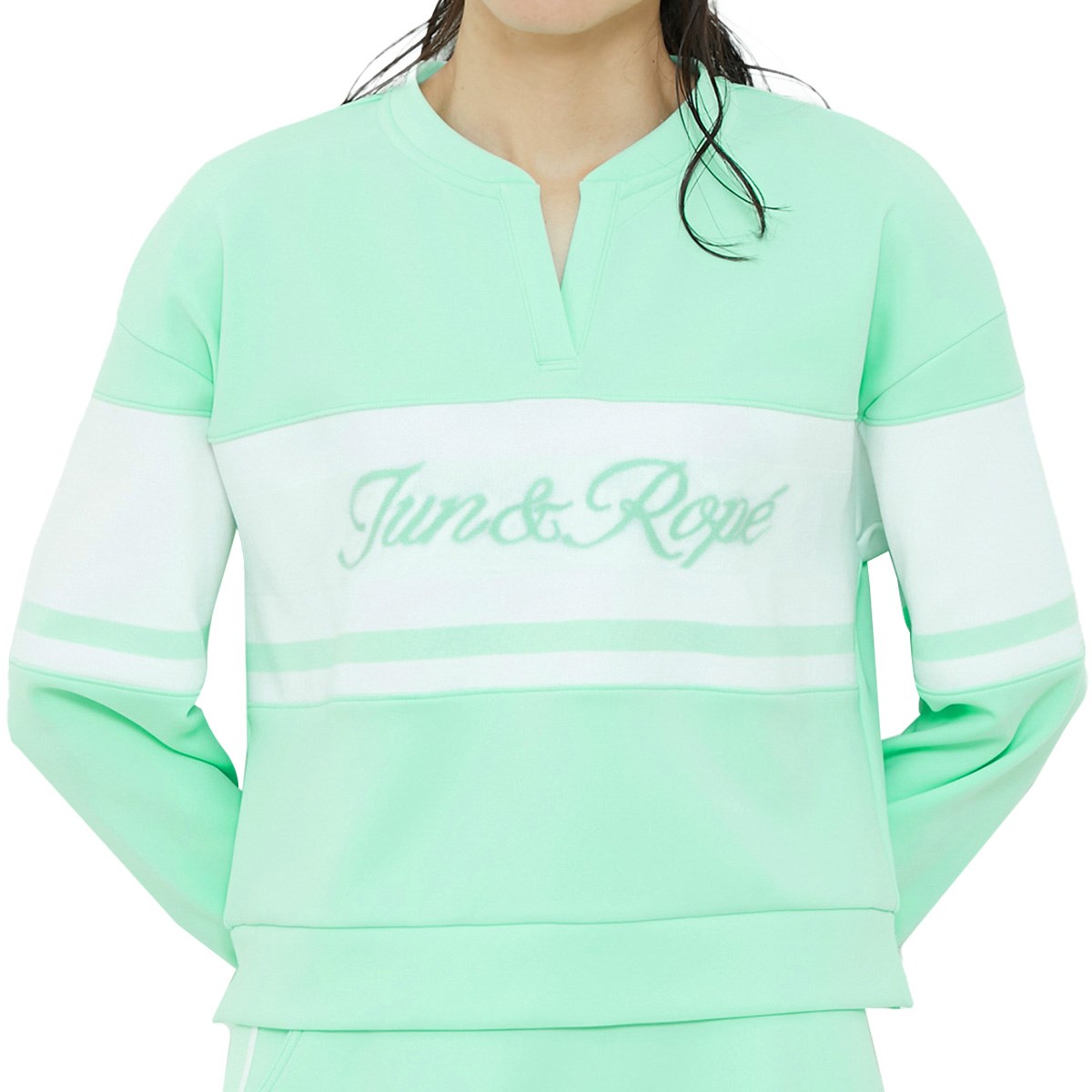 dショッピング |ジュン アンド ロペ JUN & ROPE ロゴ入り配色ジャージ長袖プルオーバー L ミント 33 レディス | カテゴリ：セーター・トレーナー・ベストの販売できる商品 ...