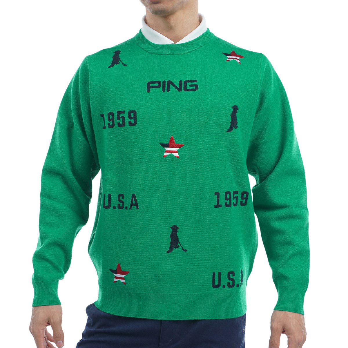 dショッピング |ピン PING Mr.PING USA クルーネックセーター LL グリーン 140 | カテゴリ：セーター・トレーナー ...