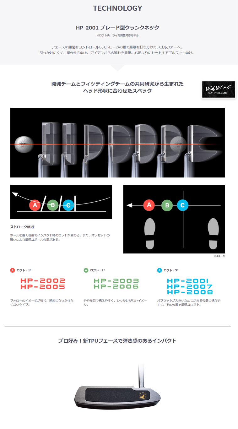 HP-2001 クランクネック パター(パター（単品）)|HONMA(本間ゴルフ)の通販 - GDOゴルフショップ(0000665269)